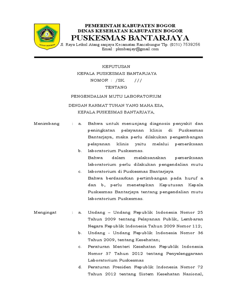 SK PENGENDALIAN MUTU LABORATORIUM | PDF