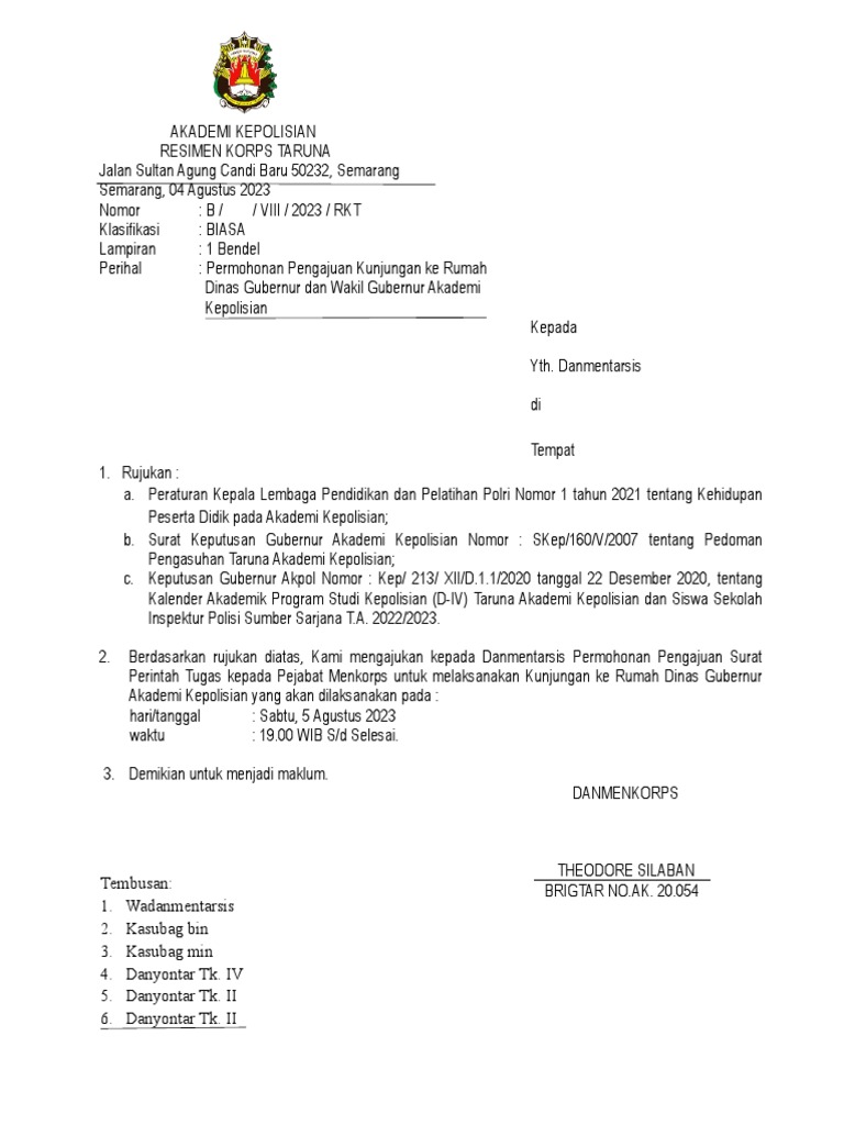 Surat Pengajuan Kunjungan | PDF