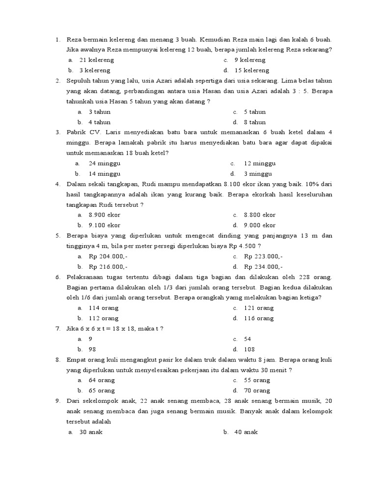 Soal MTK 3 | PDF | Metode & Bahan Ajar
