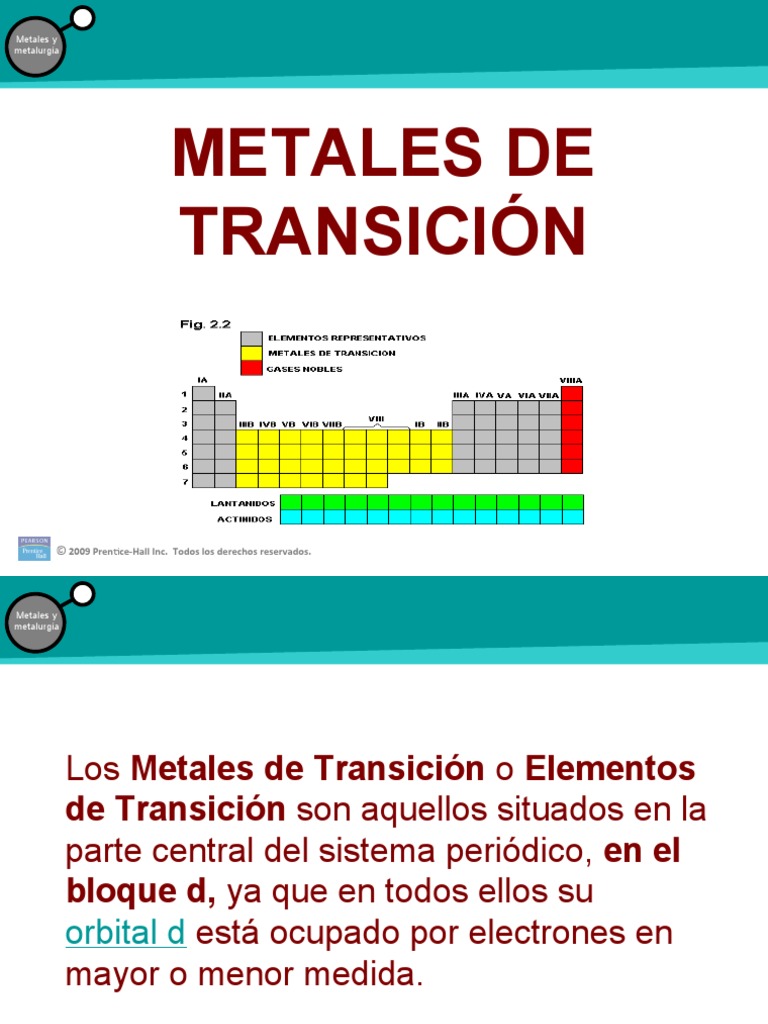 Propiedades de los Metales de Transición | PDF | Rieles | Metales de ...