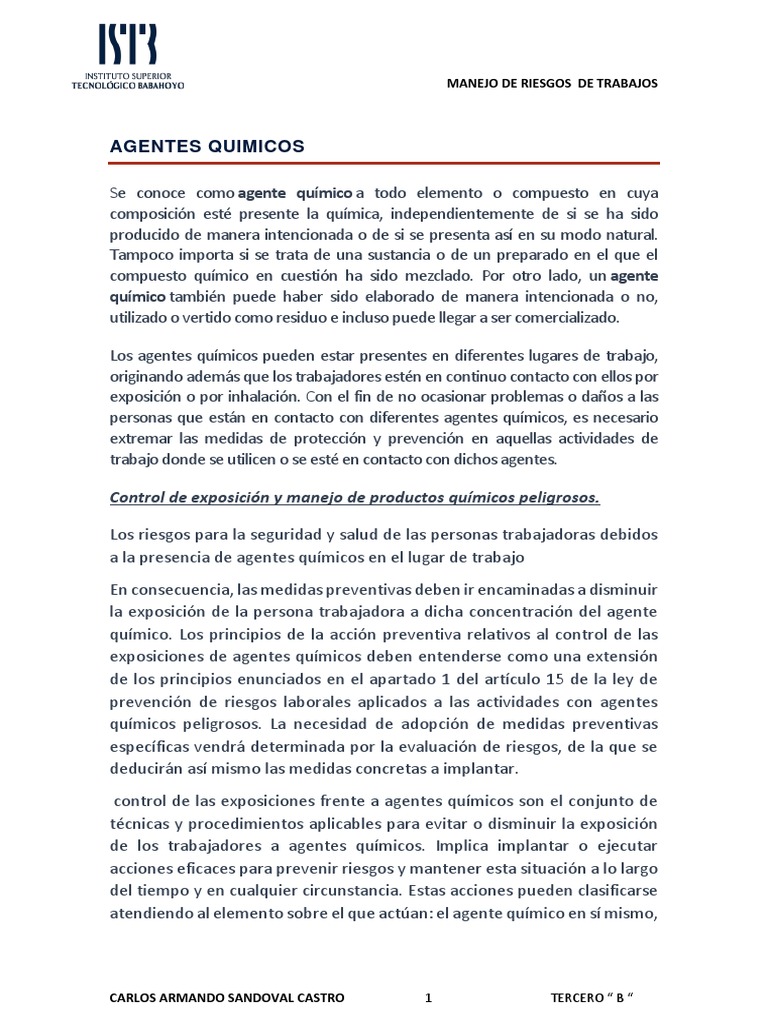 Agentes Quimicos | PDF | Salud y bienestar | Ciencia y matemáticas