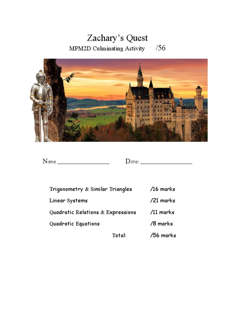 Zachary's Quest - MPM2D Culminating Activity | PDF | Geometry | Mathematics