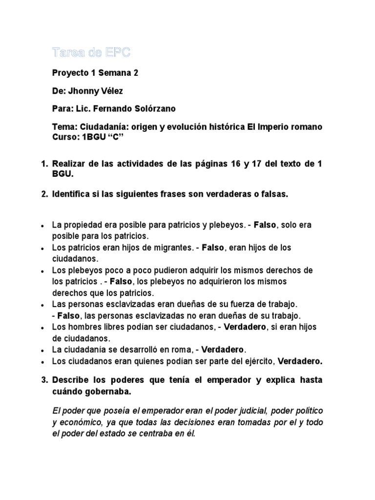 Tarea de EPC Semana 2 Proyecto 1 | PDF