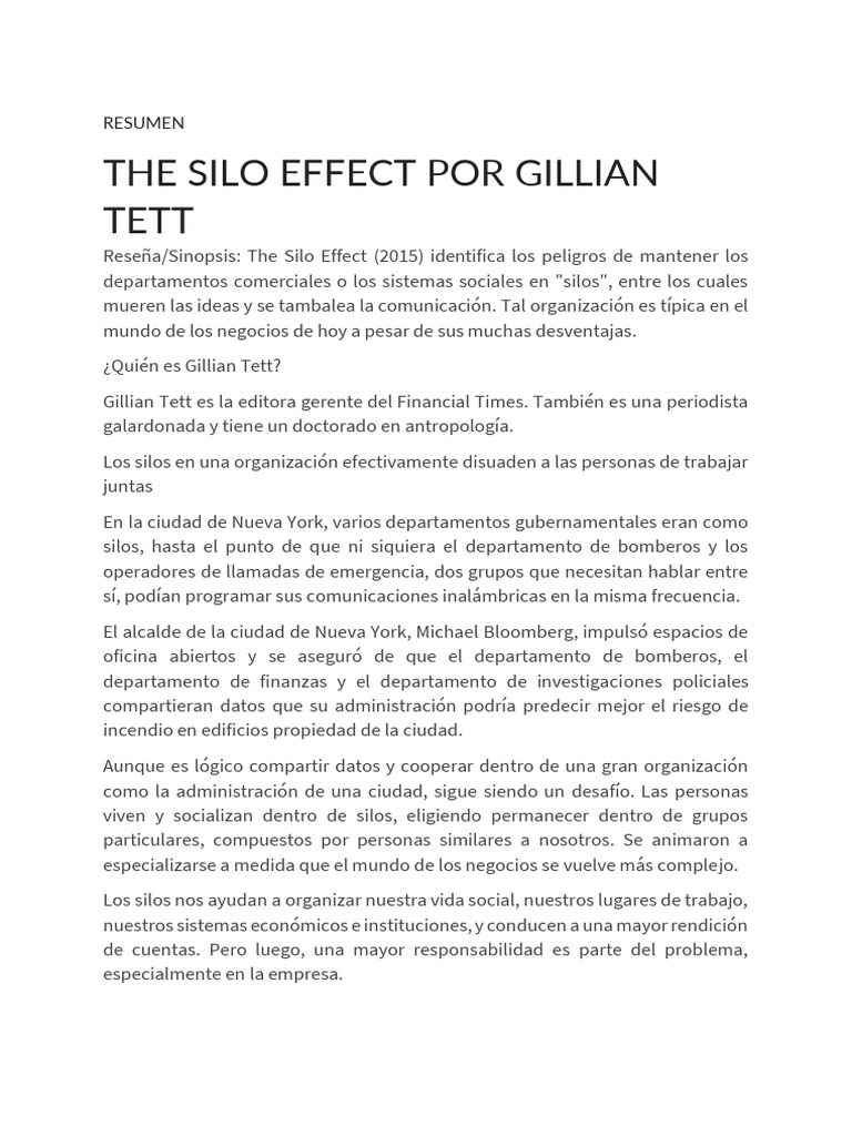 Resumen Libro The Silo | PDF