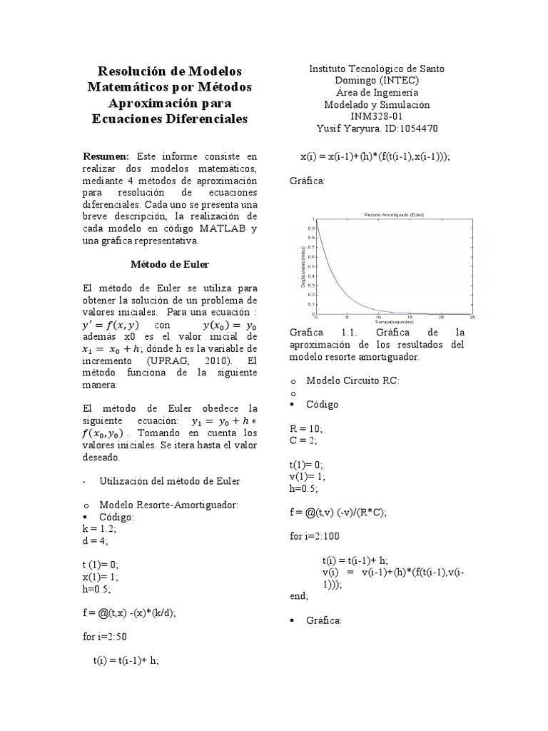 Tarea1 Modelado y Simulacion | PDF | Ecuaciones | Análisis matemático