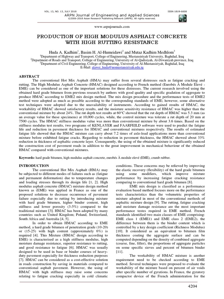 Production of High Modulus Asphalt Concr | PDF