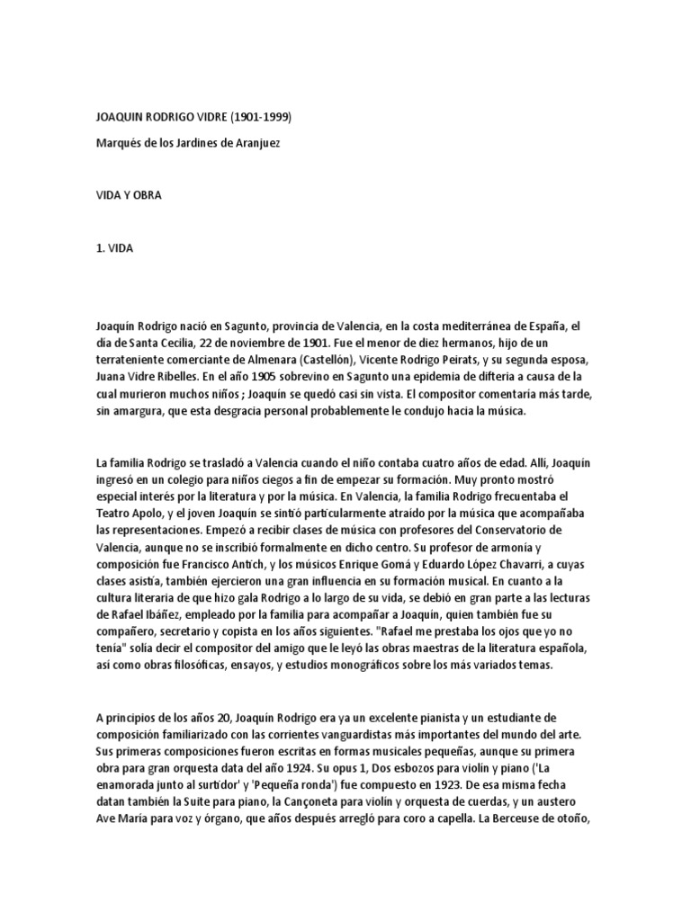 Joaquin Rodrigo Vidre Tarea 58 | PDF