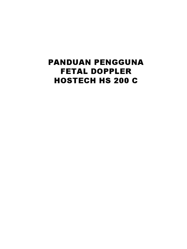 Panduan Fetal Doppler Hostech HS 200 C | PDF