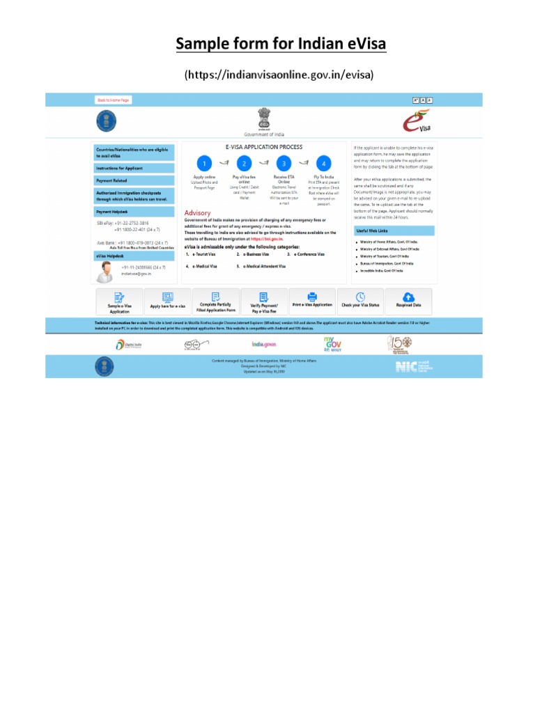 Indian eVisa Sample Application Form | PDF | Business | Finance & Money ...