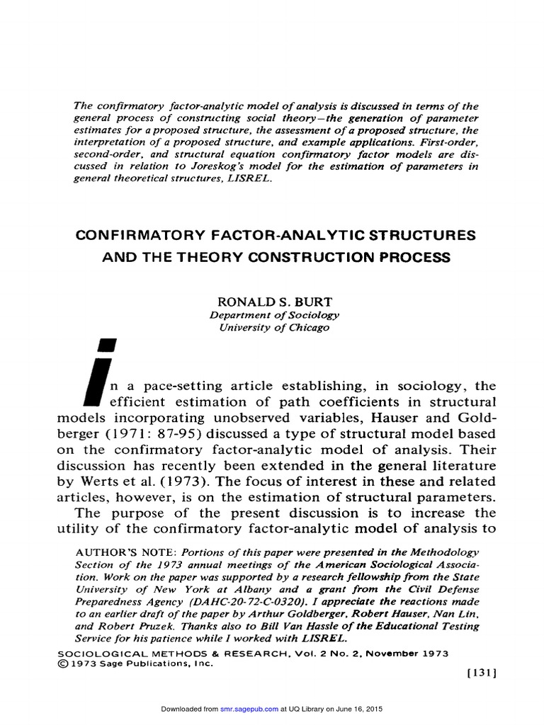 Burt, R. S. (1973) - Confirmatory Factor-Analytic Structures and The ... Burt, R. S. (1973) - Confirmatory Factor-Analytic Structures and The ...