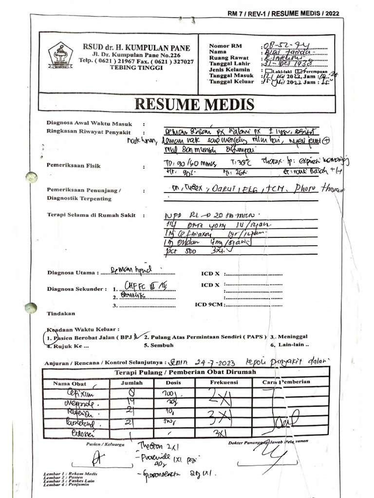 Form Resume Medis-2 | PDF