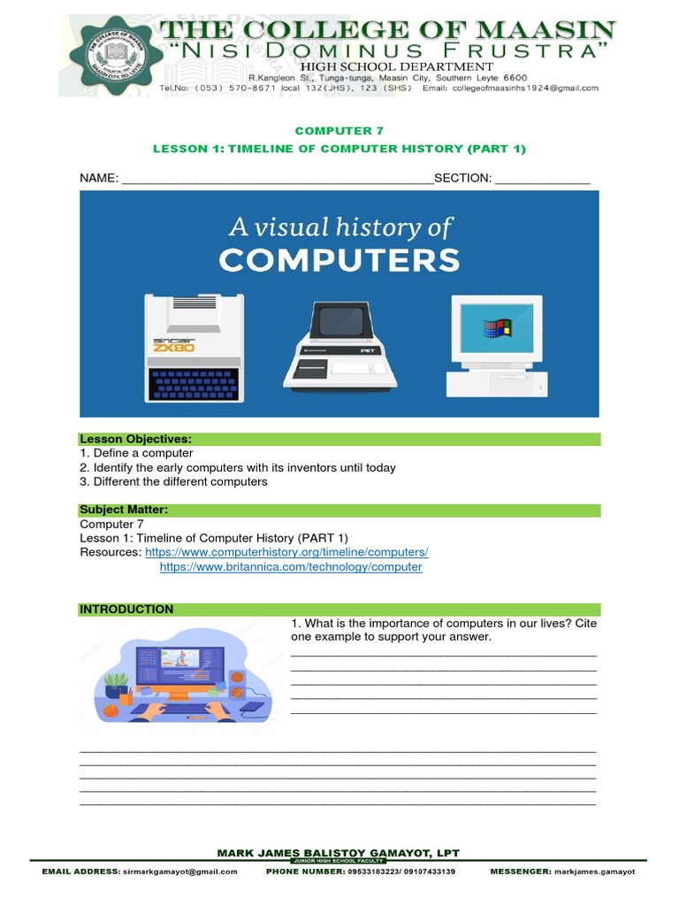 TIMELINE OF COMPUTERS COMPUTER 7 | PDF | Computing | Computer Science