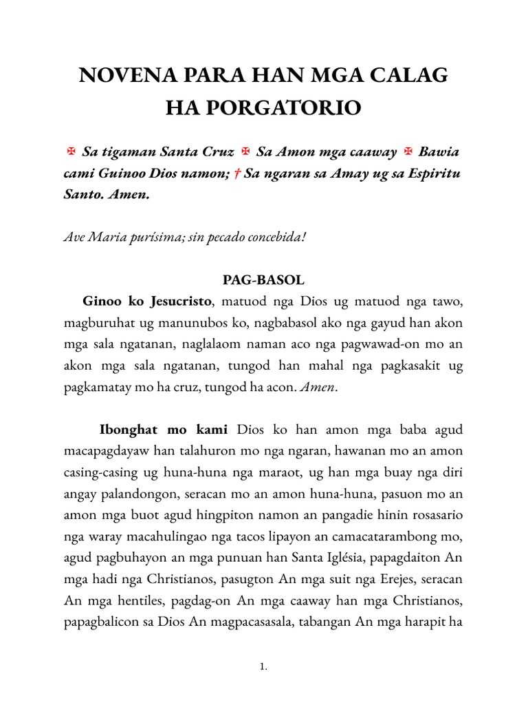 Novena para Han Mga Calag Ha Porgatorio (TANAMAN HAN CALAG) | PDF