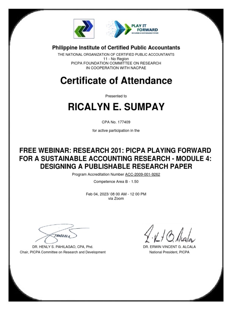 Certificate Picpa | PDF
