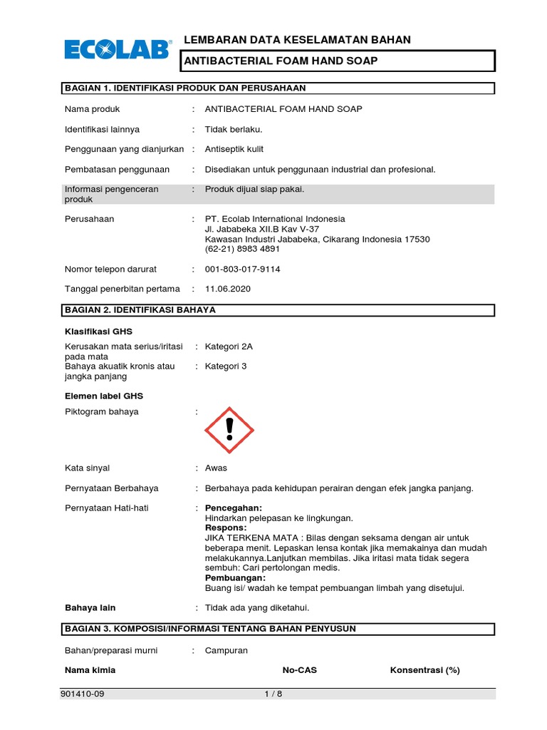 Msds Handsoap | PDF | Sains & Matematika