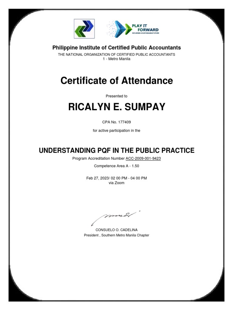Certificate Picpa | PDF