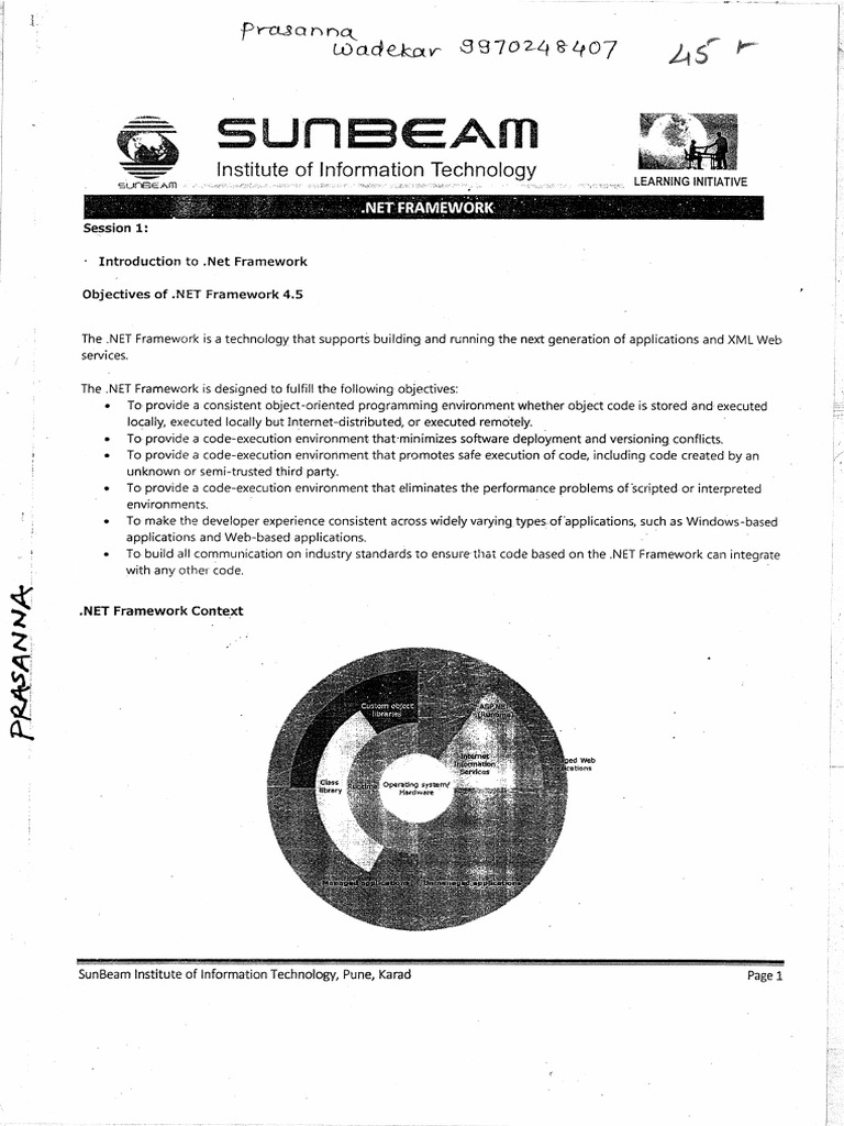 Sunbeam .Net Framework Notes | PDF