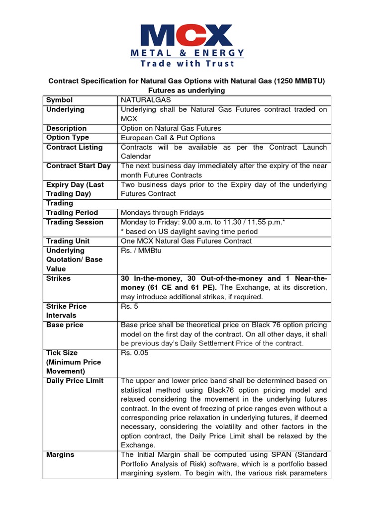 Natural Gas Options Contract Specs | PDF | Finance & Money Management ...