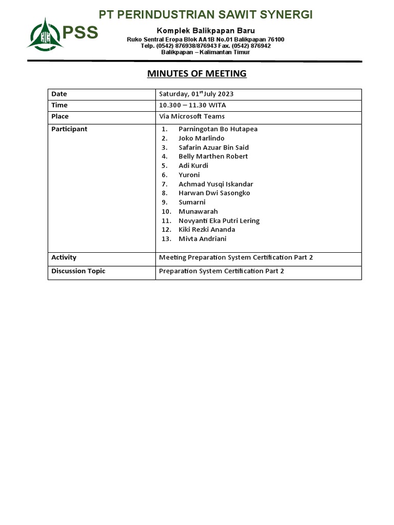 Persiapan Sertifikasi PT PSS | PDF | Bisnis