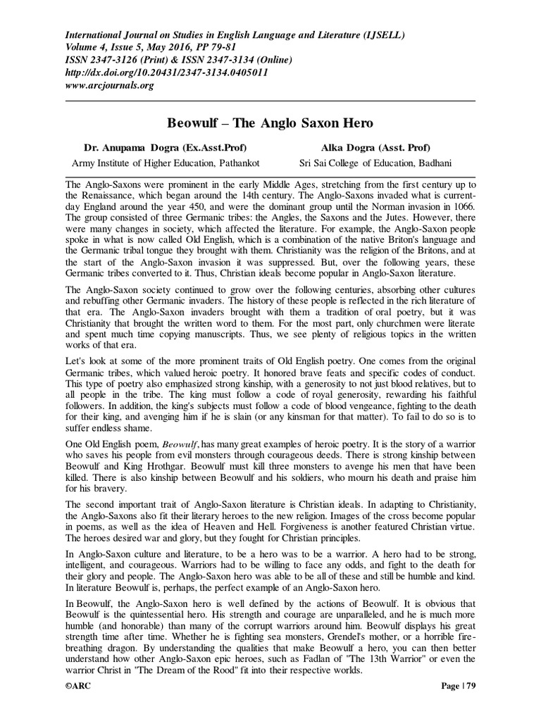 Anglo-Saxon Heroism in Beowulf | PDF
