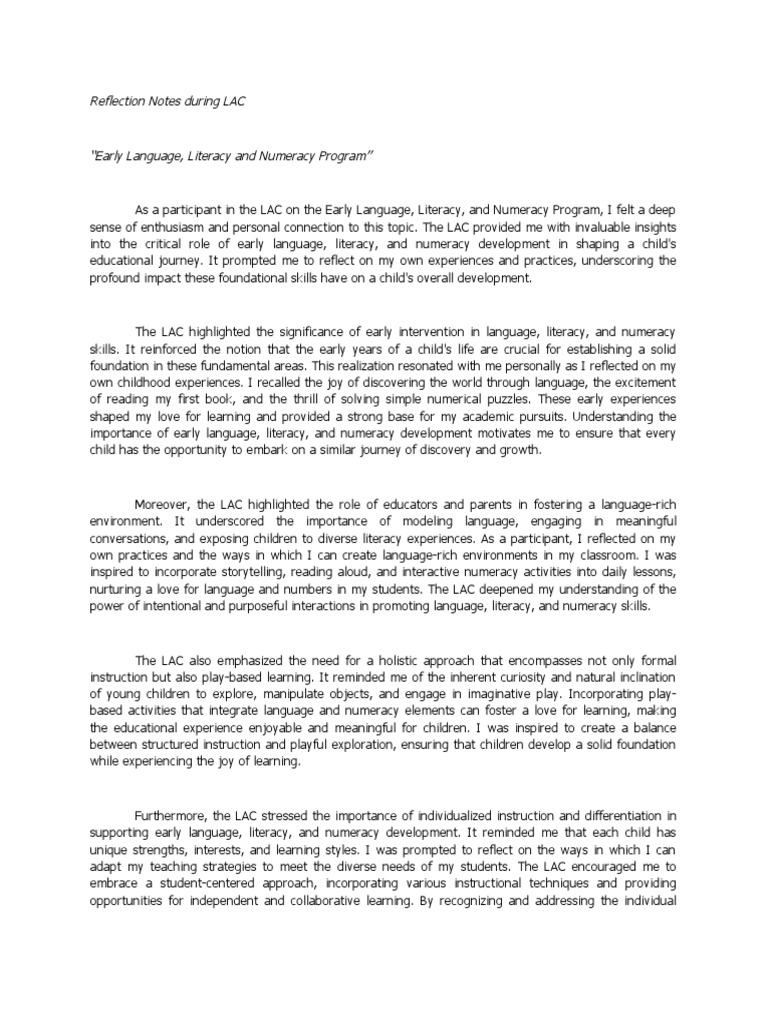 Reflection Notes During LAC #5 | PDF