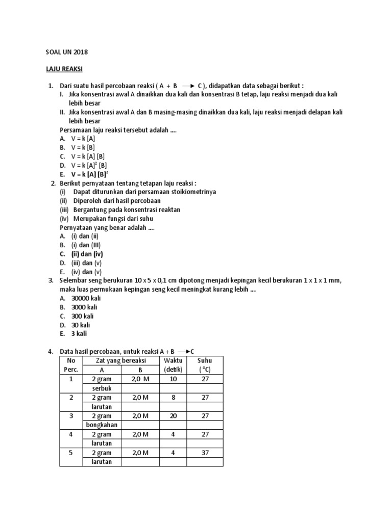 10 - Soal Un Laju Reaksi | PDF