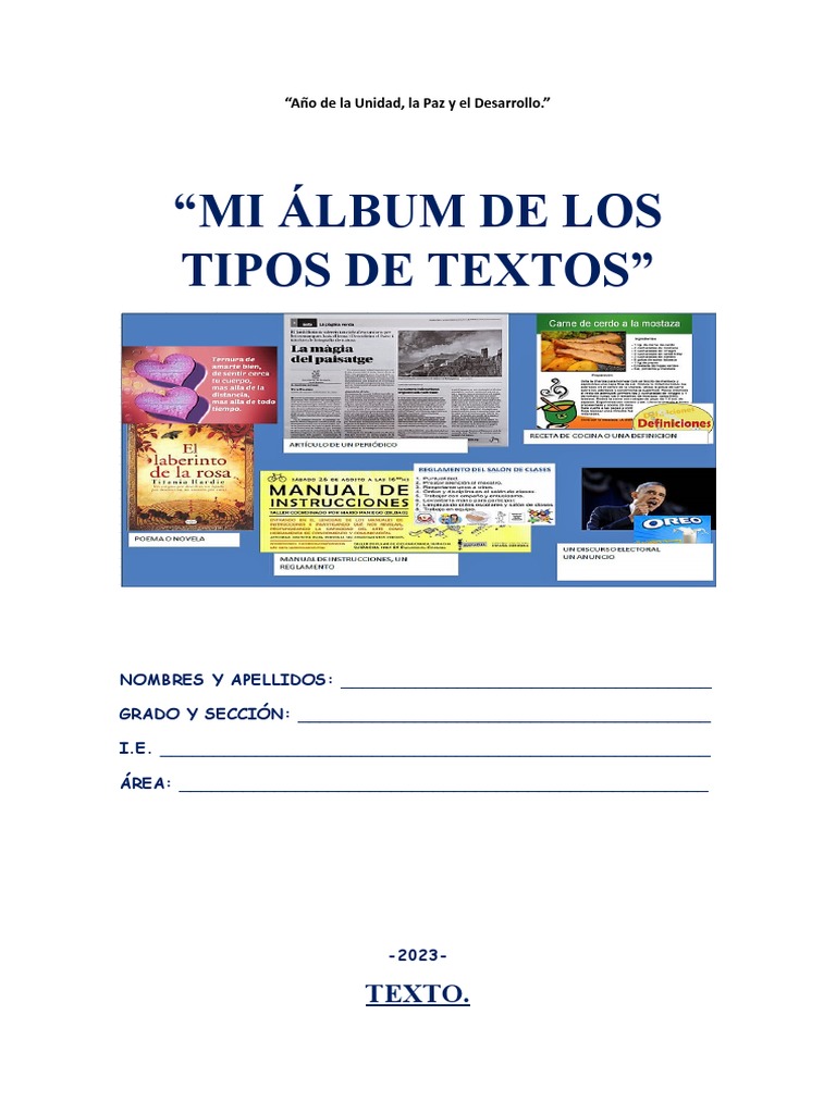 Mi Álbum de Tipos de Textos | PDF | Receta | Lingüística