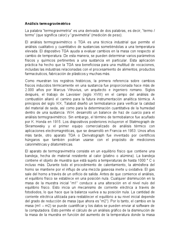Análisis Termogravimétrico (TGA) | PDF | Análisis termogravimétrico ...
