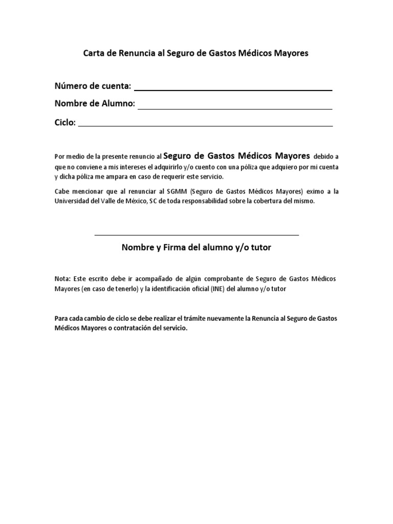 Carta Cancelación SGMM | PDF