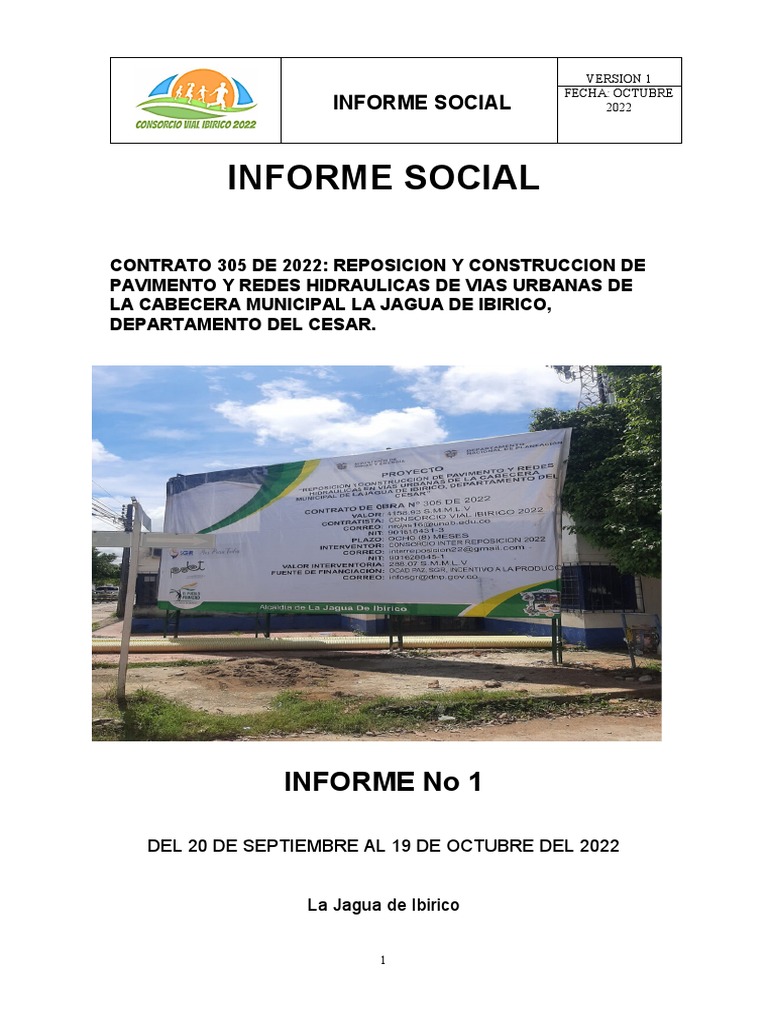 INFORME SOCIAL MES No. 1, VIAS URBANAS | Descargar gratis PDF ...