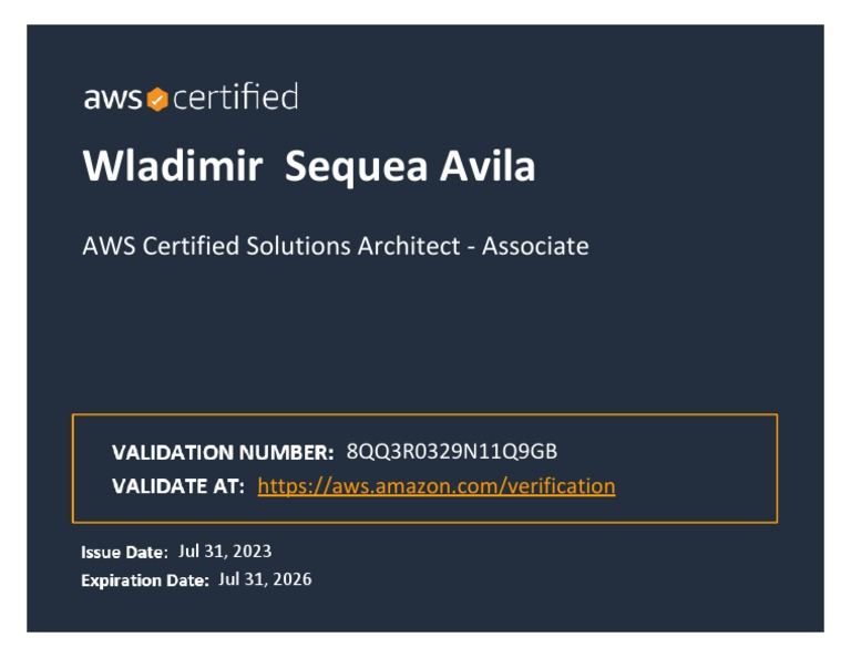 AWS Certified Solutions Architect - Associate Certificate | PDF