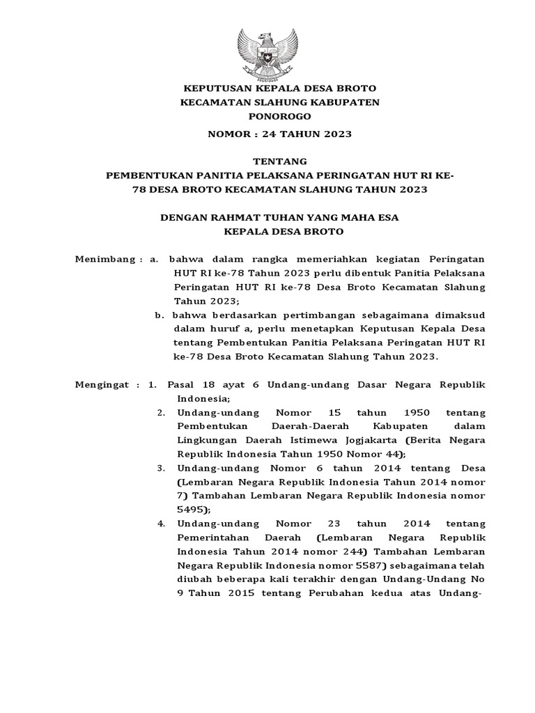 SK Panitia Hut 2023 | PDF