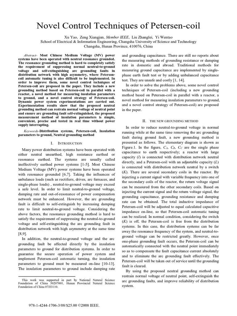 Novas Técnicas de Controle Da Bobina de Petersen | PDF | Inductor | Transformer