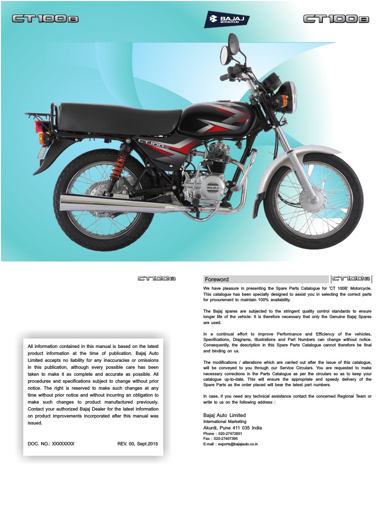 Bajaj CT 100 Spare Parts Catalogue | PDF
