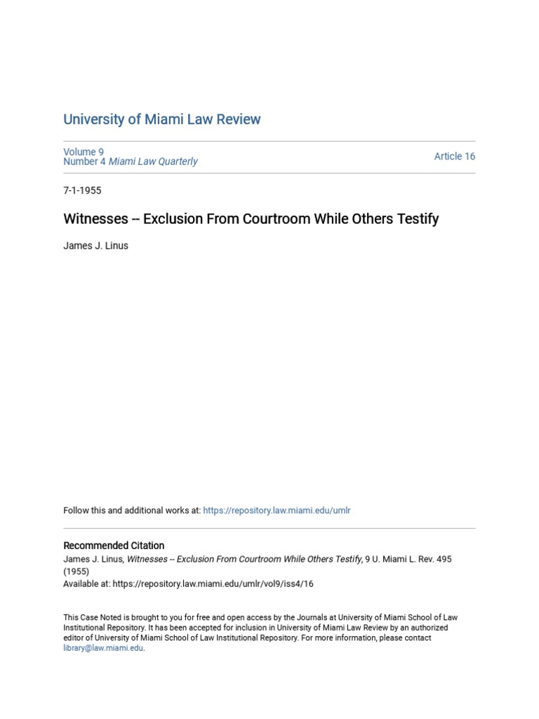 Exclusion of Witnesses in Courtroom | PDF