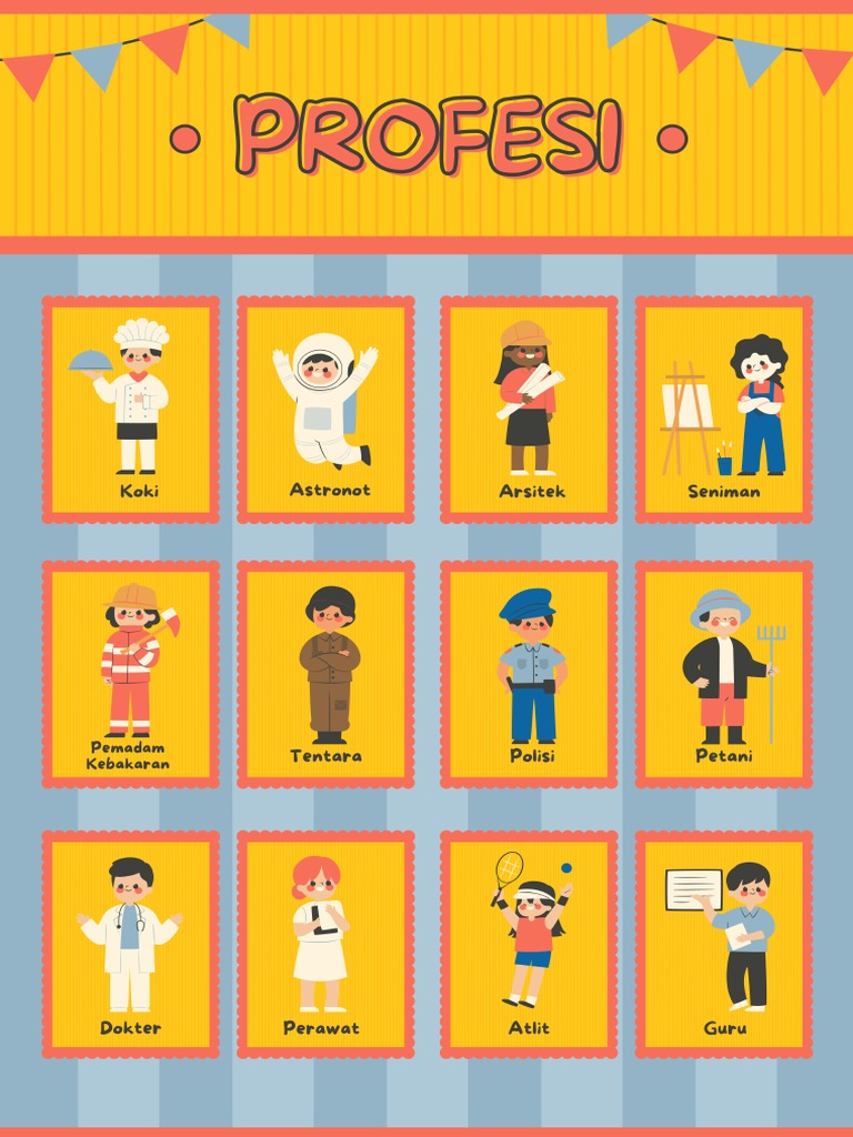Jingga Kuning Ilustrasi Bermacam Profesi Poster | PDF