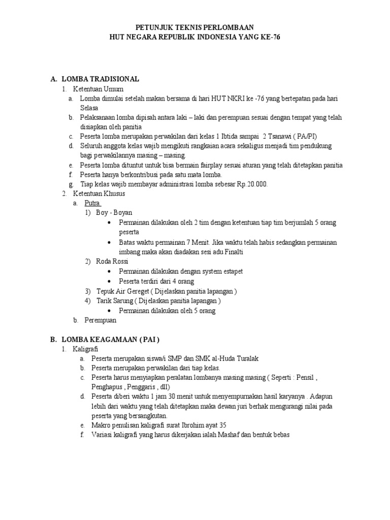 Petunjuk Teknis Perlombaan | PDF