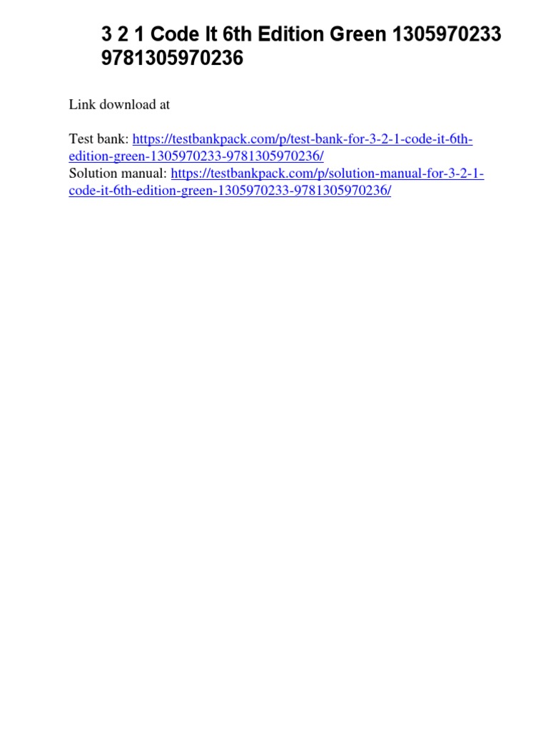 3 2 1 Code It 6th Edition Green Solutions Manual DOWNLOAD YOUR FILES ...