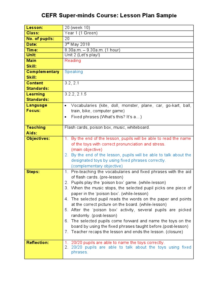CEFR Lesson Plan Sample | PDF