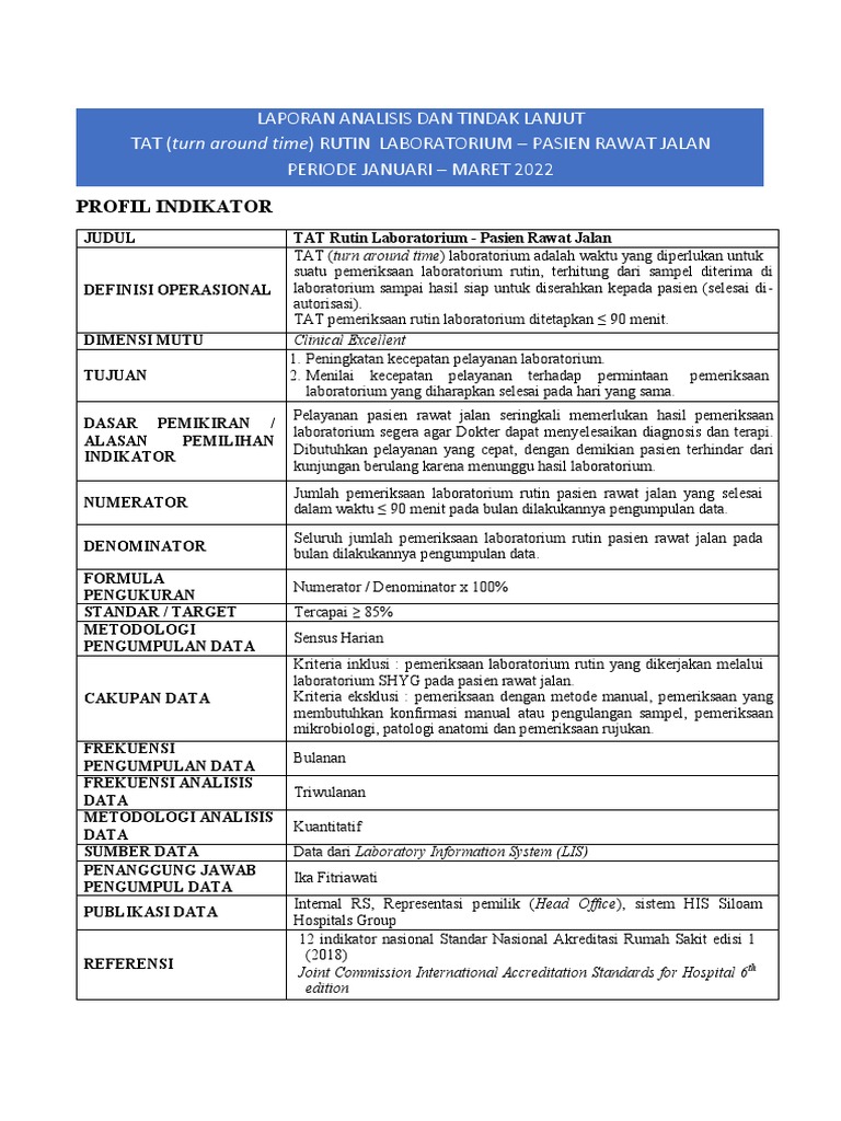 PP 3.3 EP - B - 3.TAT Hasil Lab OPD Jan-Sept 2022 | PDF