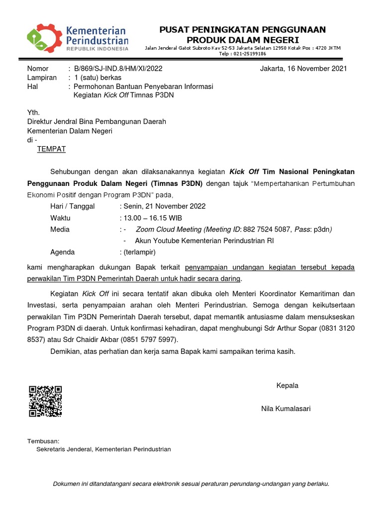 (Kick Off Timnas P3DN) Penyebaran Undangan Tim P3DN Pemda | PDF