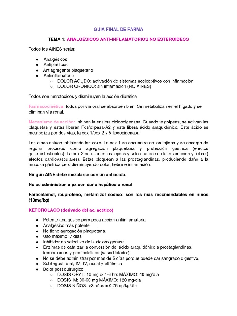 Guía Final de Farma | PDF | Droga anti-inflamatoria libre de esteroides | Drogas