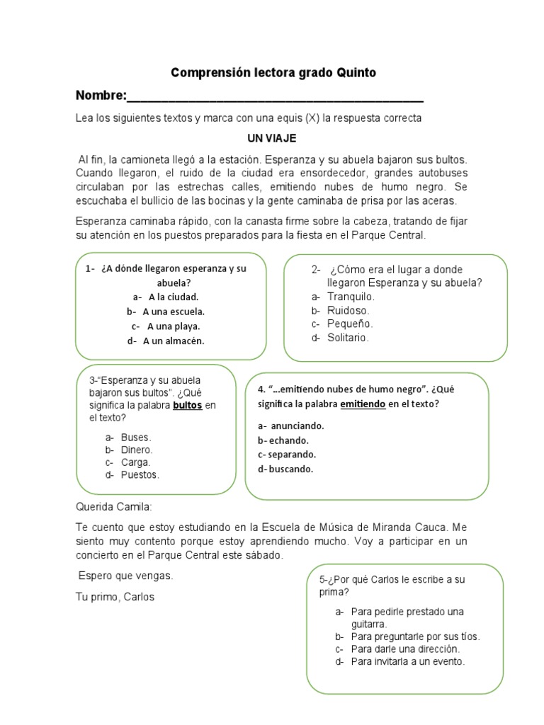Prueba de Comprension Lectora | PDF