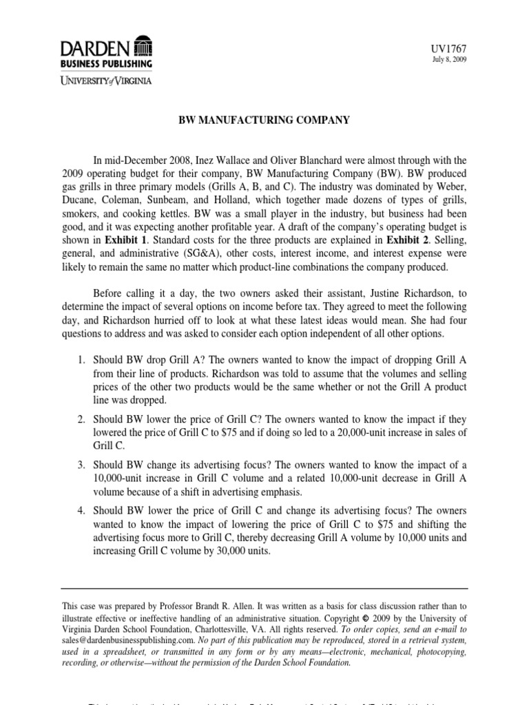BW Manufacturing Company | PDF