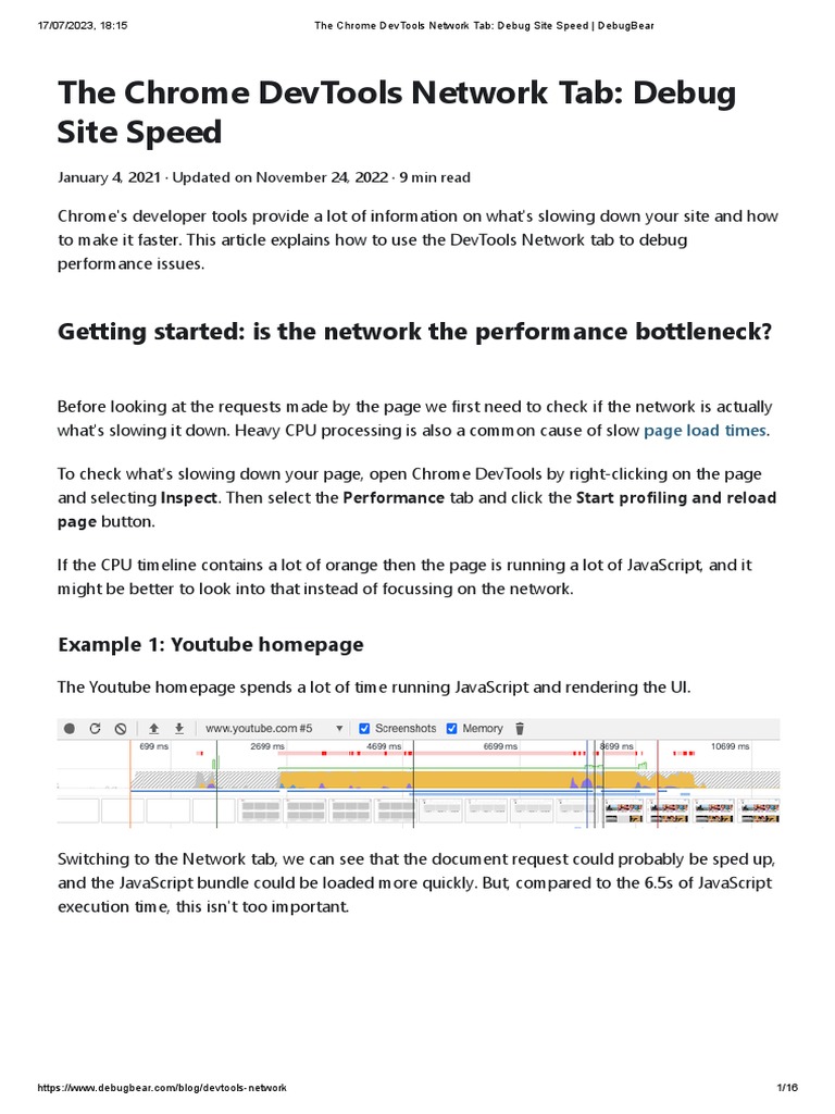 The Chrome Devtools Network Tab Debug Site Speed Debugbear Pdf Domain Name System