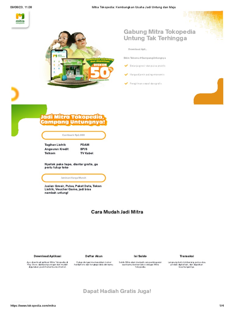 Mitra Tokopedia - Kembangkan Usaha Jadi Untung Dan Maju | PDF Mitra Tokopedia - Kembangkan Usaha Jadi Untung Dan Maju | PDF