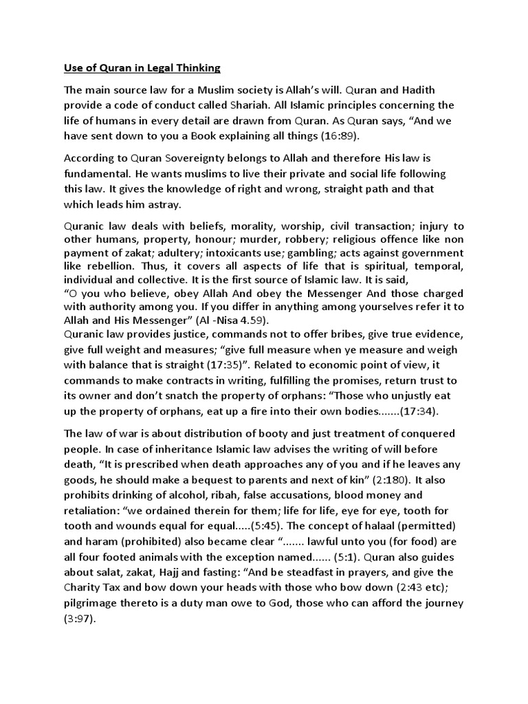 Quranic Law in Islamic Legal Thinking | PDF | God In Islam | Quran