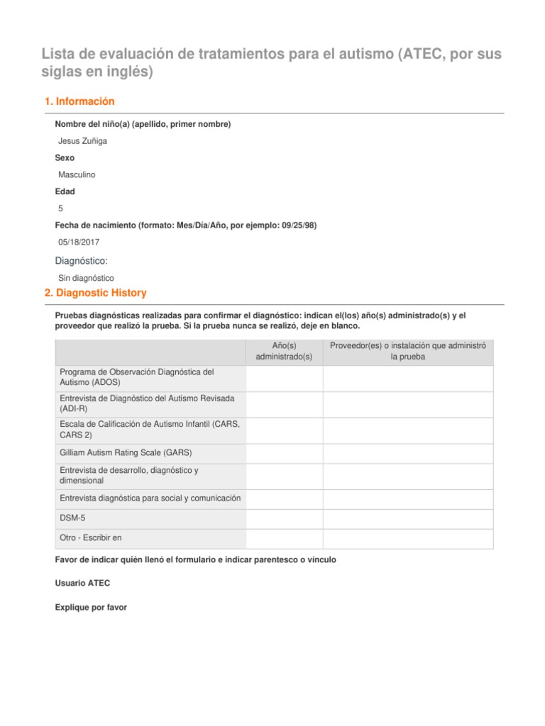 Autism Treatment Evaluation Checklist 2021 | PDF