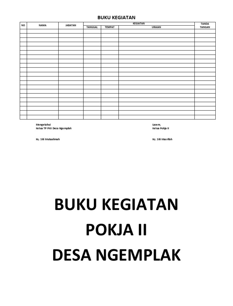 Buku Kegiatan Pokja 2 | PDF