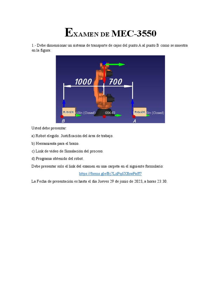 EXAMEN roboDK DE MEC-3550 | PDF